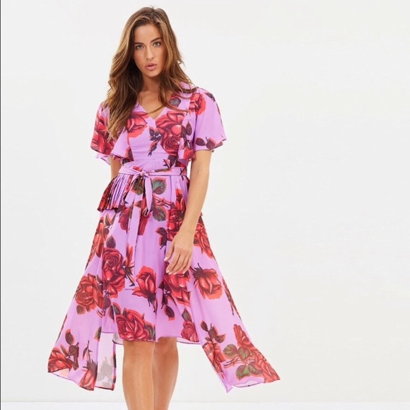 Lost Ink | Dresses | Lost Ink Nwt Floral Asymmetrical Midi Dress | Poshmark
